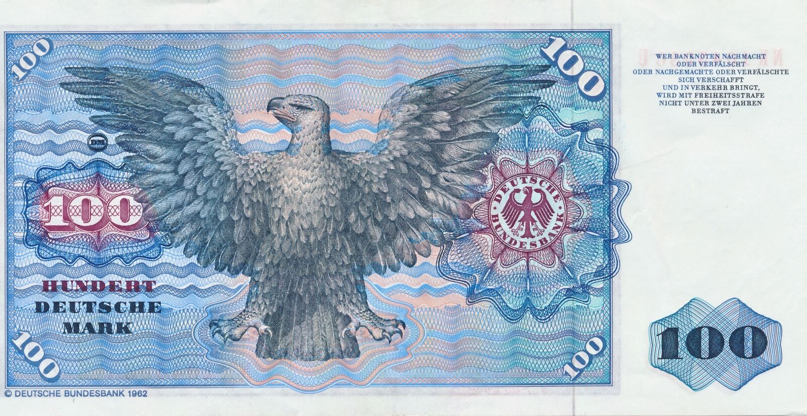 Deutschland 100 Deutsche Mark DM 1980 Banknote Deutsche Bundesbank ...
