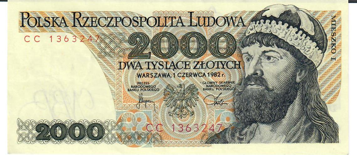 Polen 2000 Zloty 1982 Banknote Geldscheine Unc MA Shops polen-2000-zloty-1982-banknote-geldscheine-unc-ma-shops
