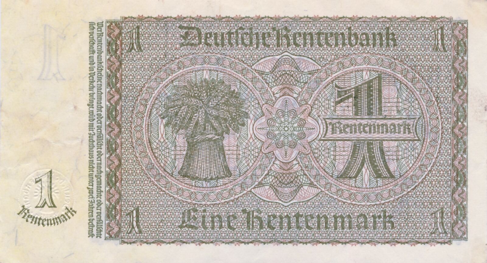 Deutschland Deutsches Reich Drittes Reich 1 Rentenmark 30.1.1937 ...