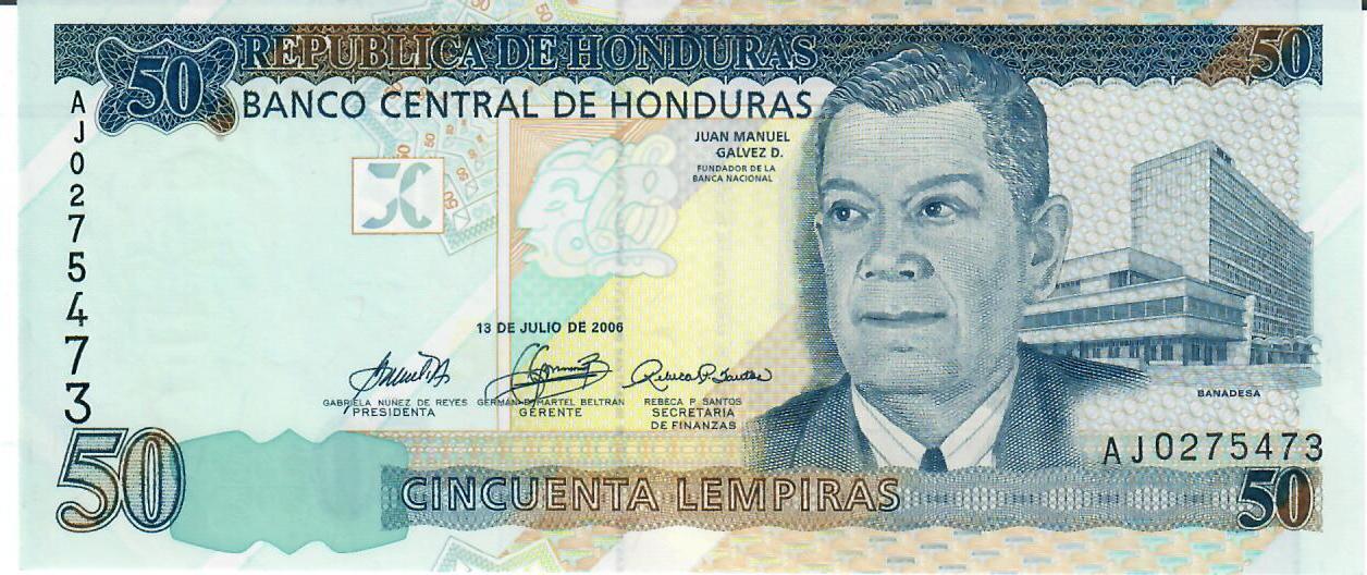 Honduras 50 Lempiras 2006 Banknote Geldscheine unc | MA-Shops