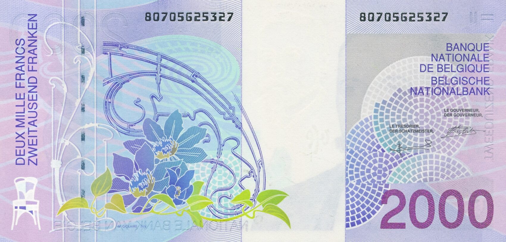 Belgien / Belgium 2000 Francs o.D. (1994-2001) Geldschein Banknote ...