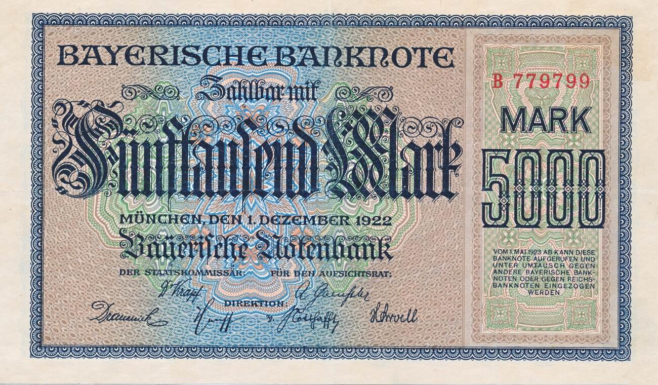 Deutschland Deutsches Reich 5000 Mark 1922 Notgeld Notgeldschein ...