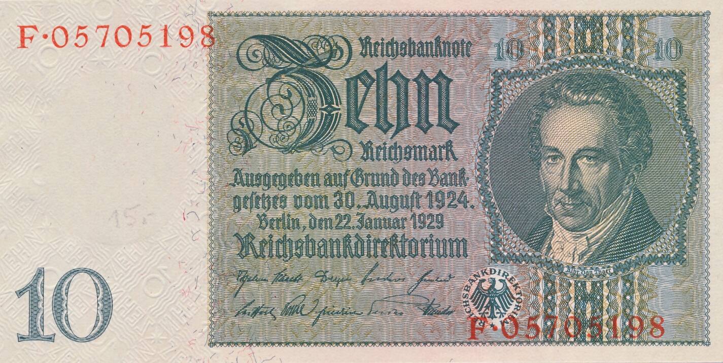 Deutschland Deutsches Reich Drittes Reich 10 Mark Reichsbanknote ...