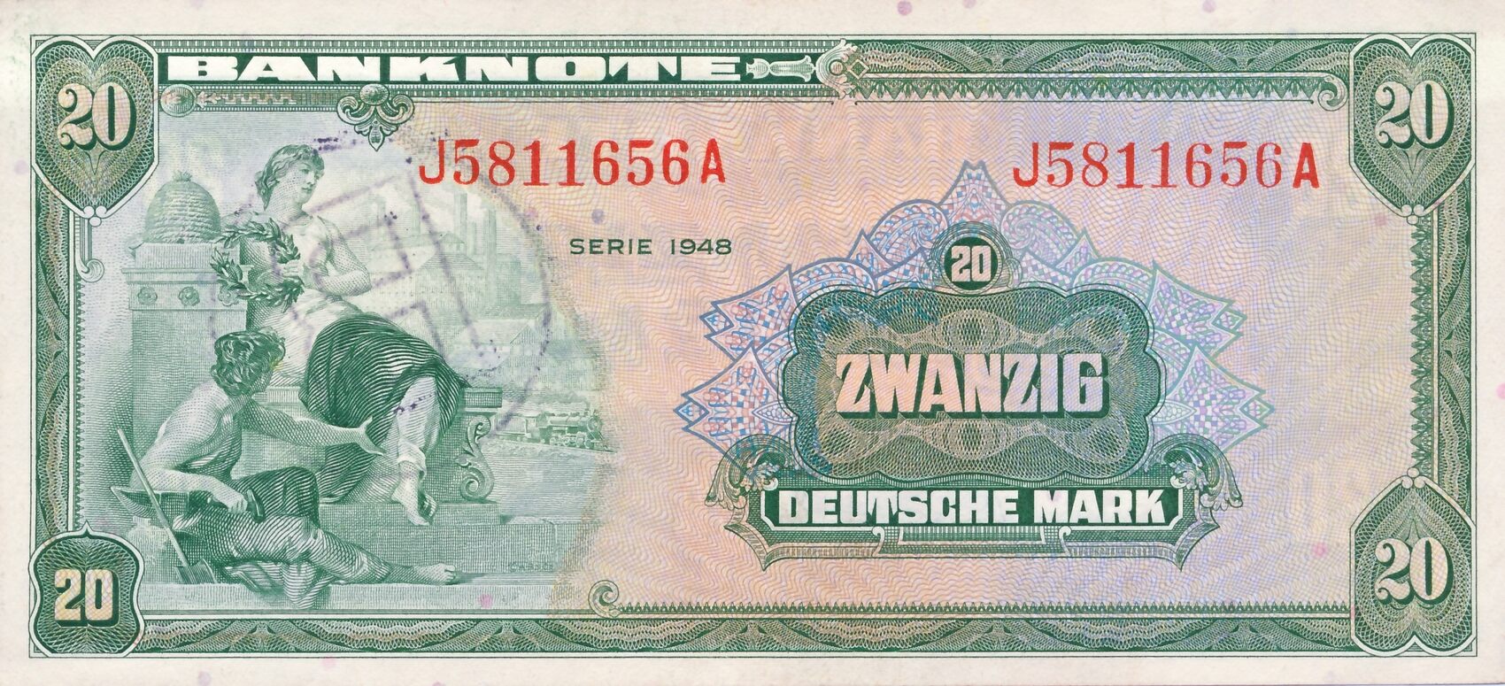 Deutschland BRD 20 Deutsche Mark, Bank deutscher Länder 1948 mit B ...