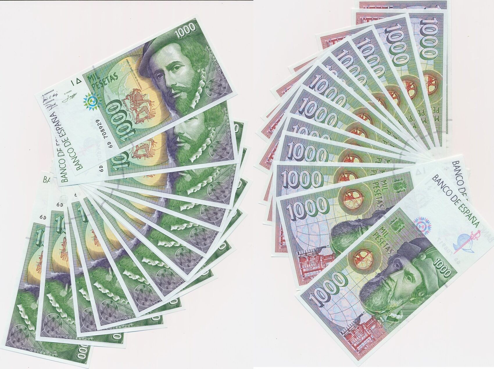 Spanien 1000 Pesetas 1992 13x folgende Nummern, 13 Scheine unc | MA-Shops