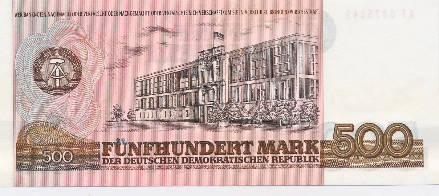 Deutschland DDR 500 Deutsche Mark DM 1985 Staatsbanknote, Serie AF, KN ...