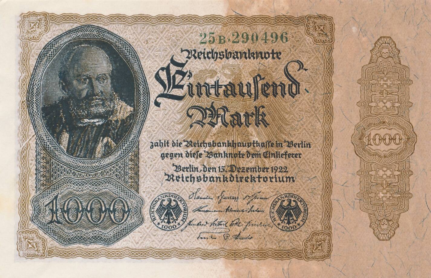 Deutschland Deutsches Reich 1000 Mark, Reichsbanknote 1922 Banknote KN ...