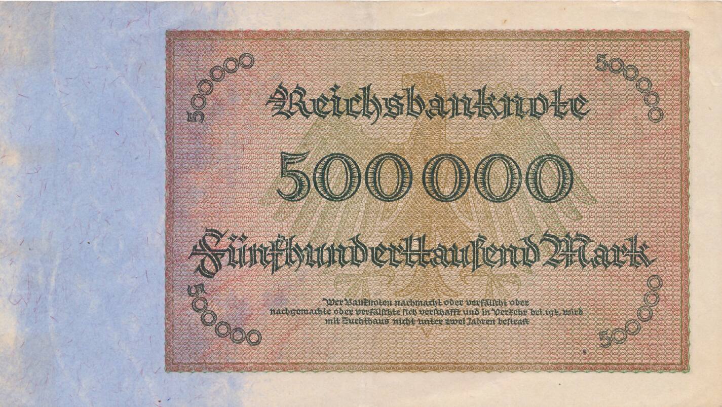 Deutschland Deutsches Reich 500000 Mark Reichsbanknote 1923 KN 6stellig ...