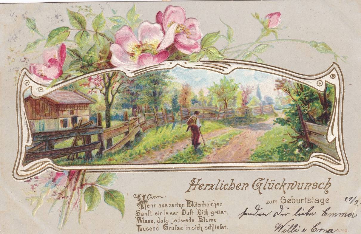 Präge Ansichtskarte "Herzlichen Glückwunsch zum Geburtstage." 28.03. ...
