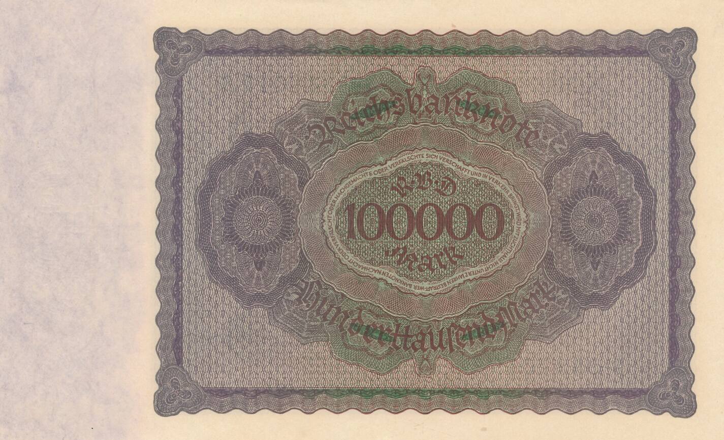 Deutsches Reich Deutschland 100000 Mark Reichsbanknote 1923 KN grün ...