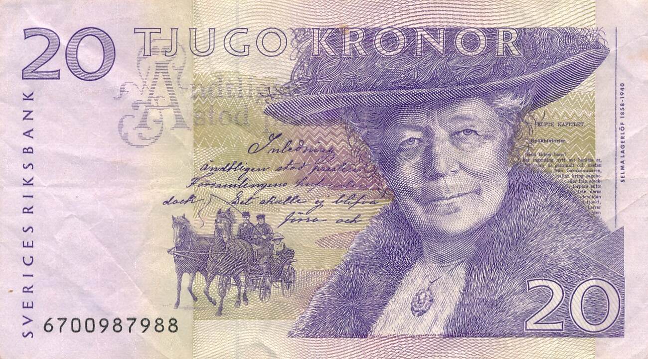 Schweden 20 Kronor 1991 Banknote Tjugo Kronor Sveriges Riksbank III Schweden 20 Kronor 1991 Banknote Tjugo Kronor Sveriges Riksbank III