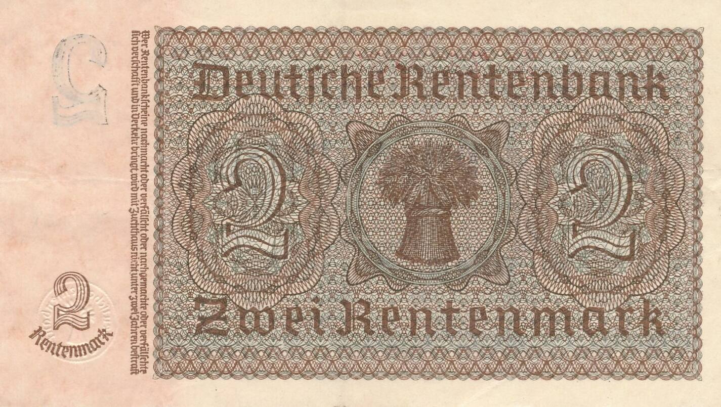 Deutsches Reich Deutschland Weimarer Republik 2 Rentenmark ...