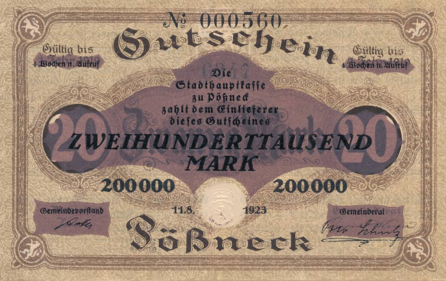 Deutsches Reich Deutschland 200 Tausend MArk - Überdruck 1923 ...