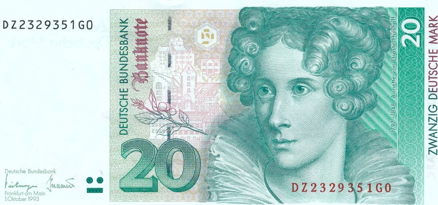 Deutschland BRD 20 Deutsche Mark Bundesbanknote 1993 Standardnote ...