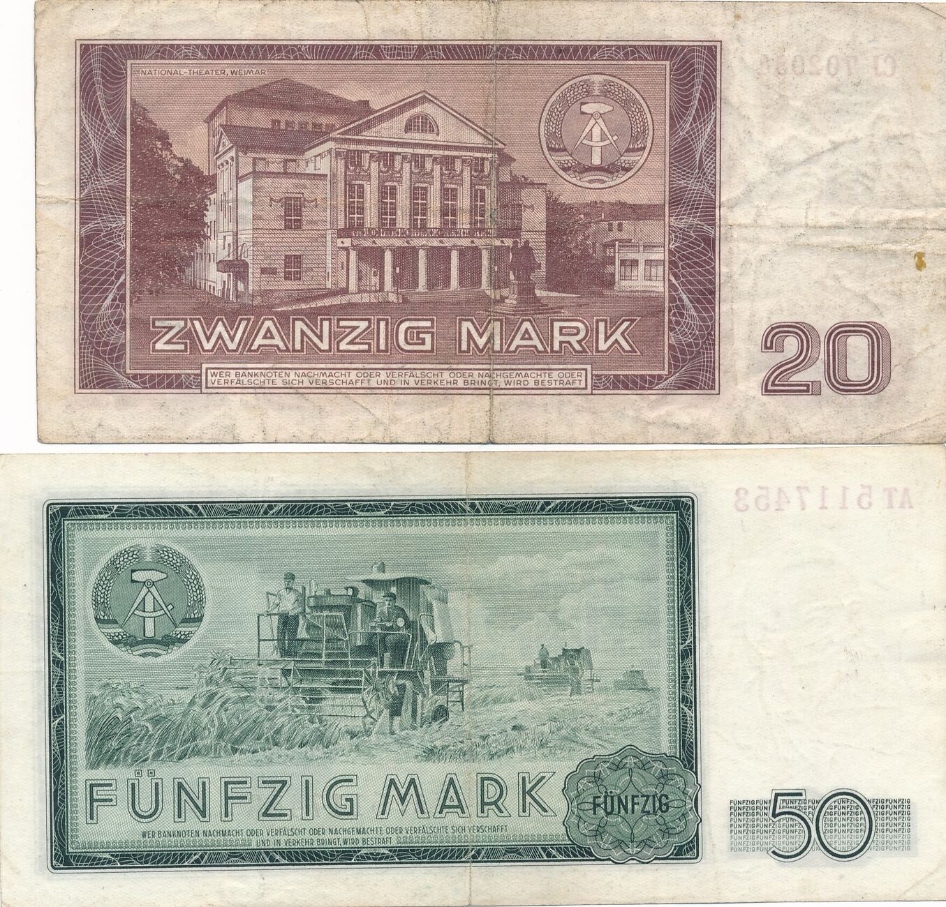 Deutschland DDR 5, 10, 20, 50, 100 Mark, 5 Scheine 1964 5x Banknoten I ...