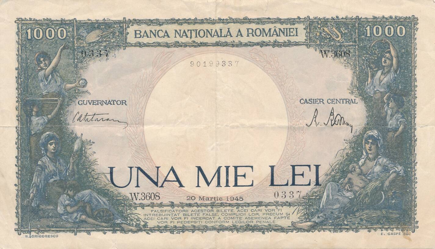 Rum nien 1000 Lei 1945 Romaniei Una Mie Lei IV MA Shops Rum nien 1000 Lei 1945 Romaniei Una Mie Lei IV MA Shops