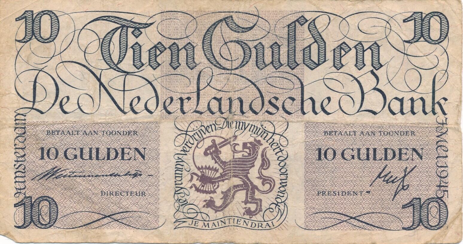 Niederlande 10 Gulden 1945 Nederland tien gulden III- | MA-Shops