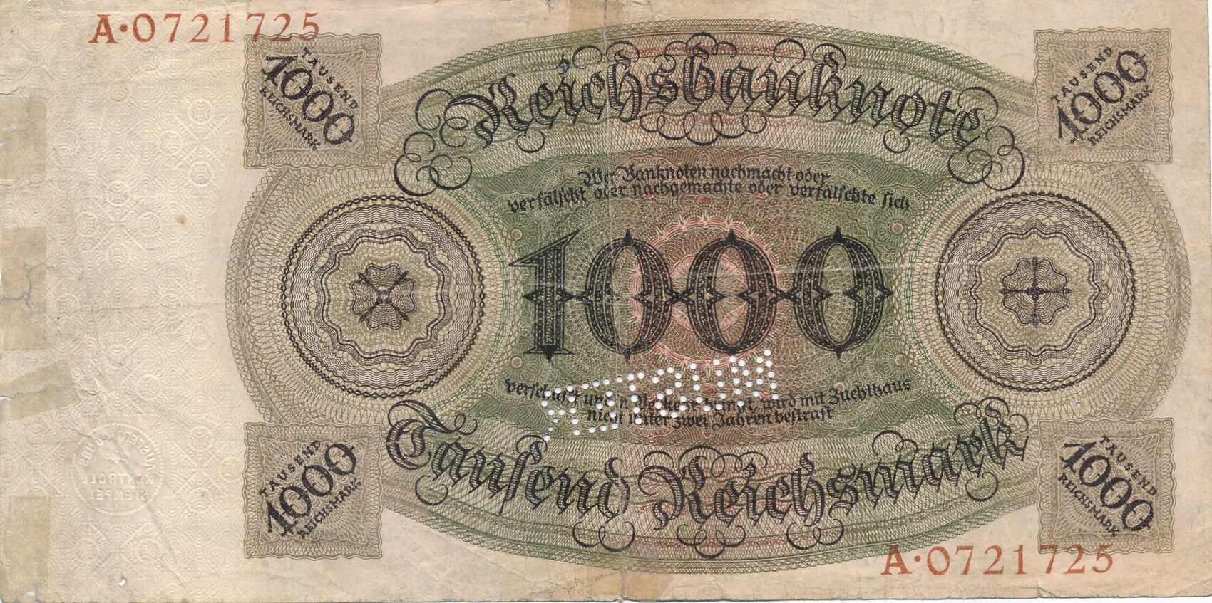 Deutsches Reich Deutschland Weimarer Republik 1000 Mark Reichsmark 1924 ...