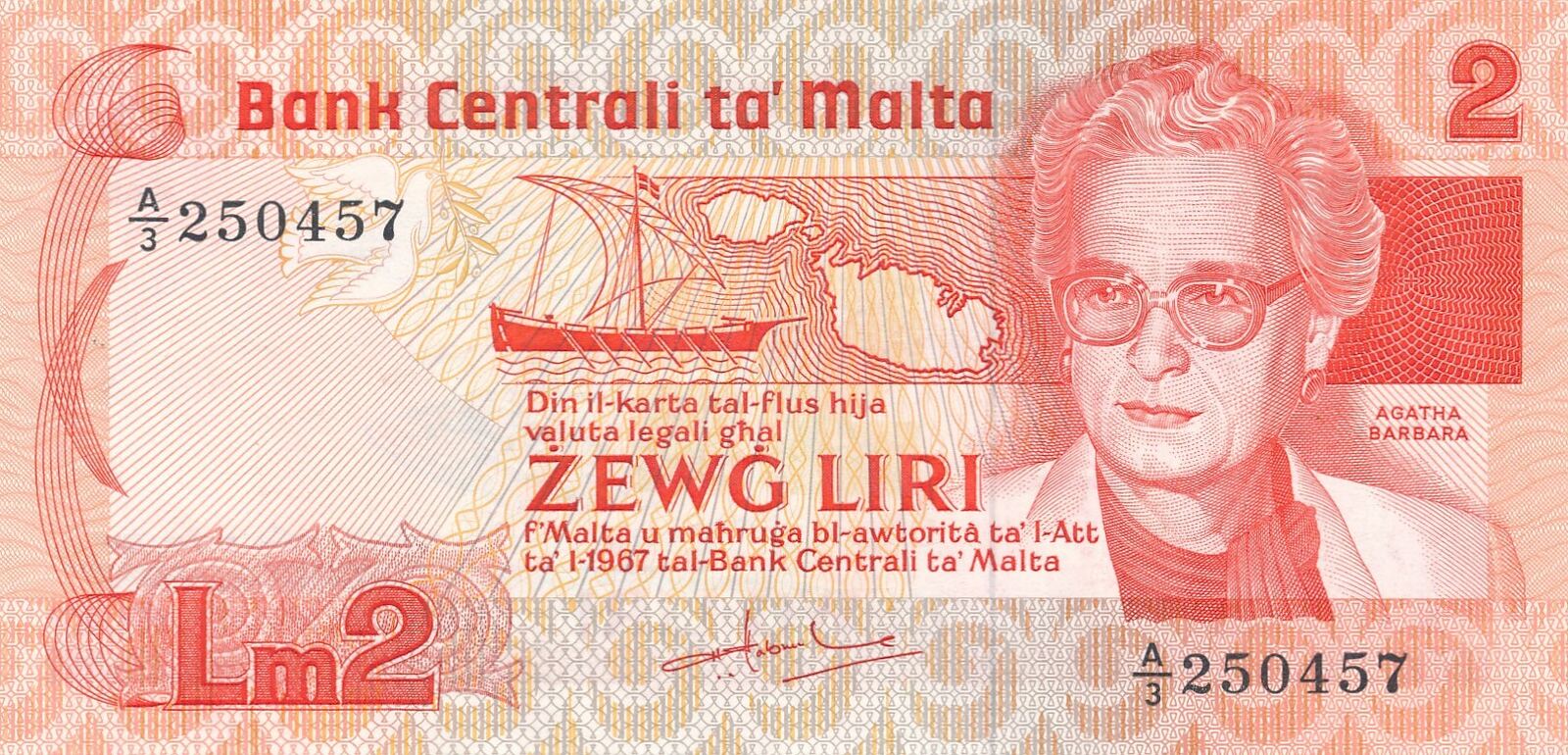Malta 2 Liri 1967 (1986) Zewg Liri unc | MA-Shops