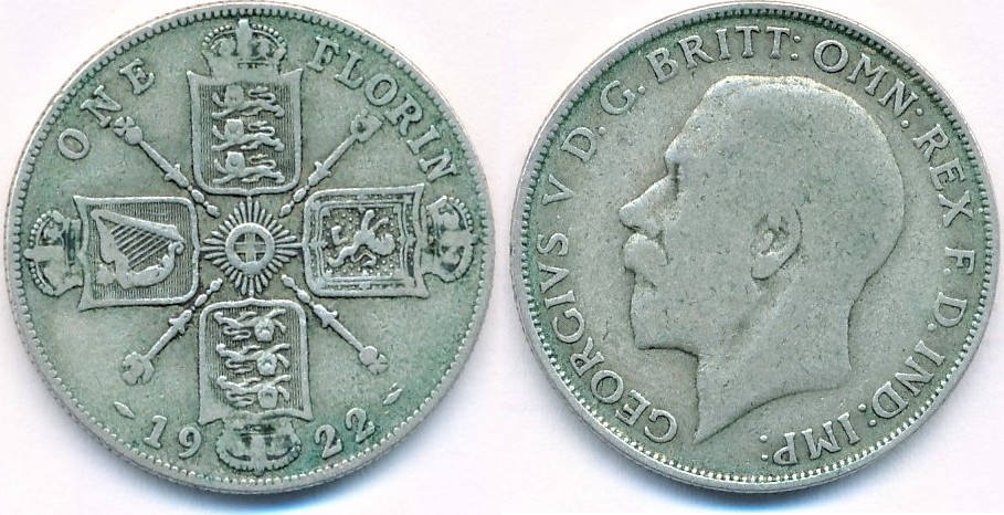 England one Florin 1922 Georg V. fast sehr schön | MA-Shops