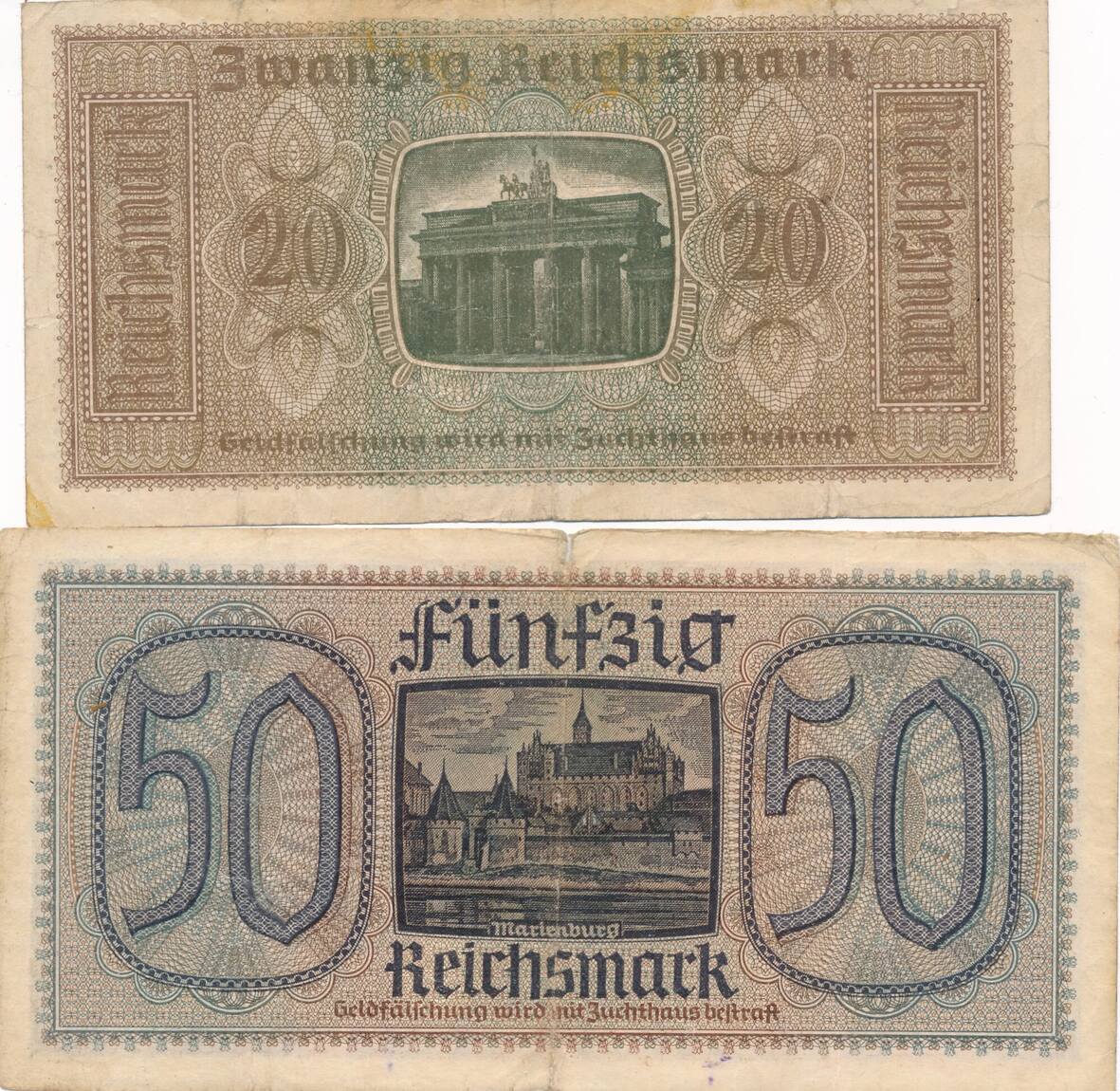 Deutschland Drittes Reich 50 Reichspfennig, 1, 2, 5, 20, 50 Reichsmark ...