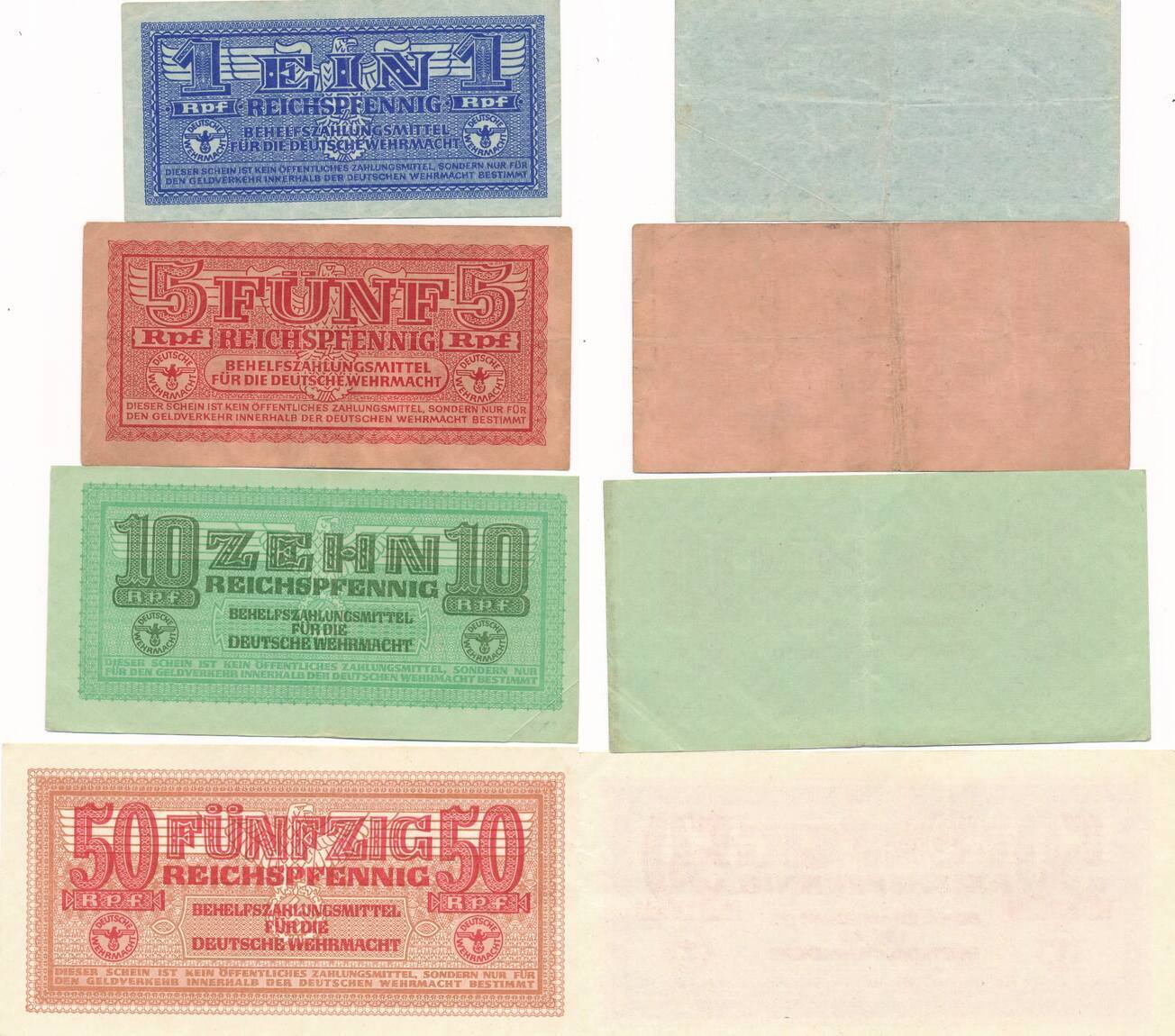 Deutschland Drittes Reich 1, 5, 10, 50 Reichspfennig o.D. (1942) 4x ...