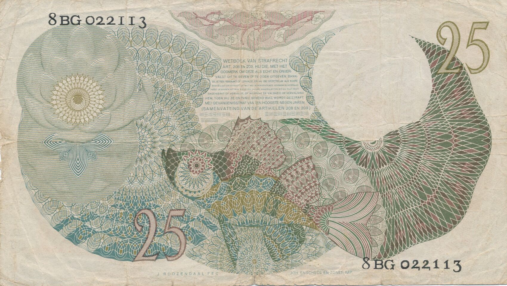 Niederlande 25 Gulden 1947 Banknote III-IV, m. Rissen | MA-Shops