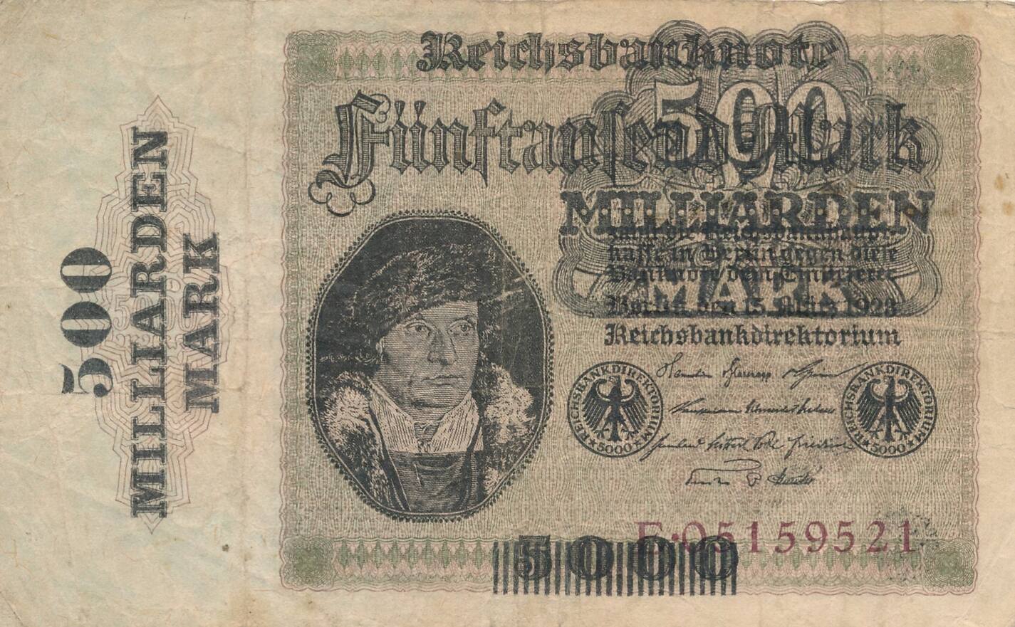 Deutsches Reich Deutschland 500 Milliarden Mark, Reichsbanknote 1923 ...