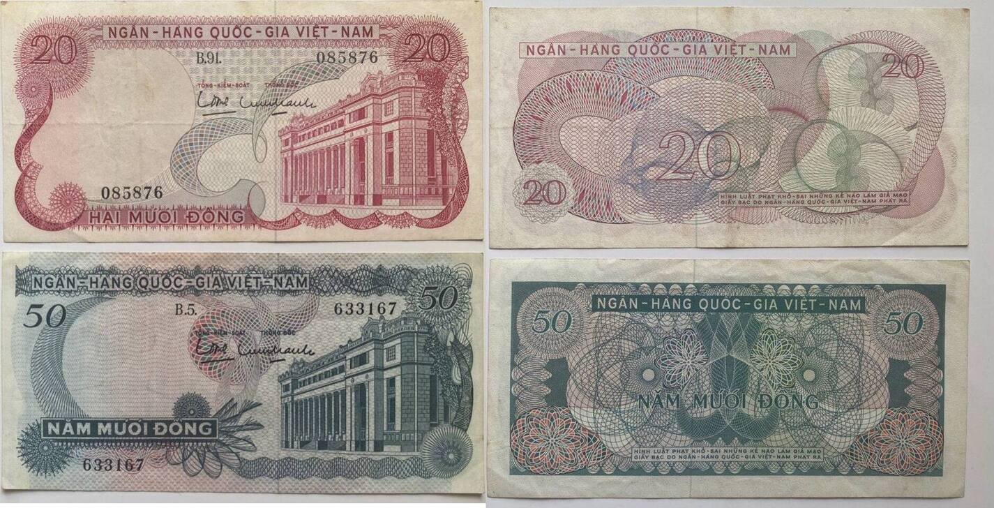 Vietnam Süd 20, 50 Dong (1969) 20 Dong (II+), 50 Dong (I-) | MA-Shops