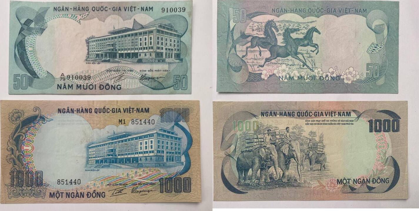 Vietnam Süd 50, 1000 Dong (1972) 50 Dong (I-), 1000 Dong (II+) | MA-Shops