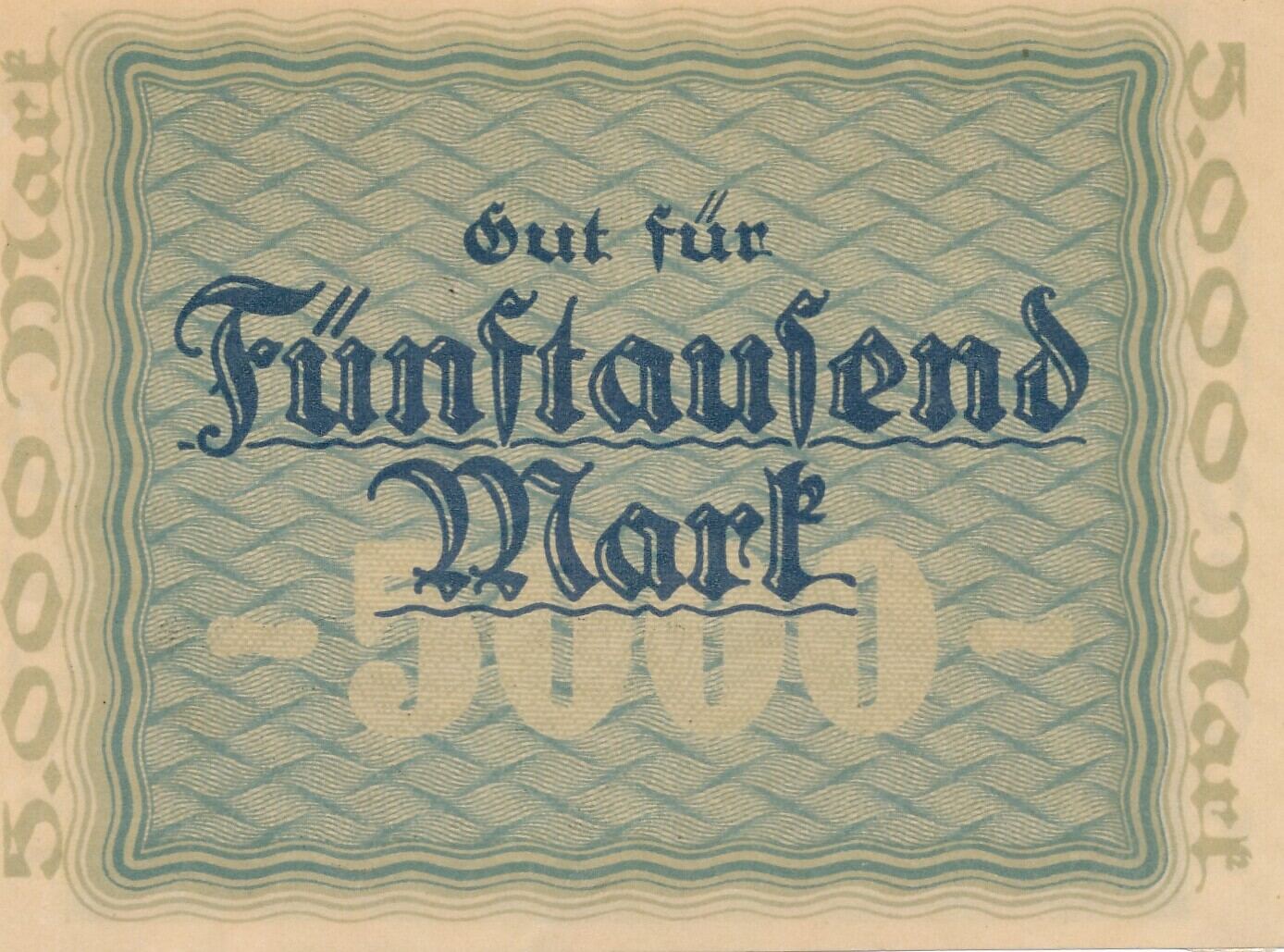 Deutsches Reich Deutschland 5 Tausend Mark 1923 HATTINGEN, Henschel und ...