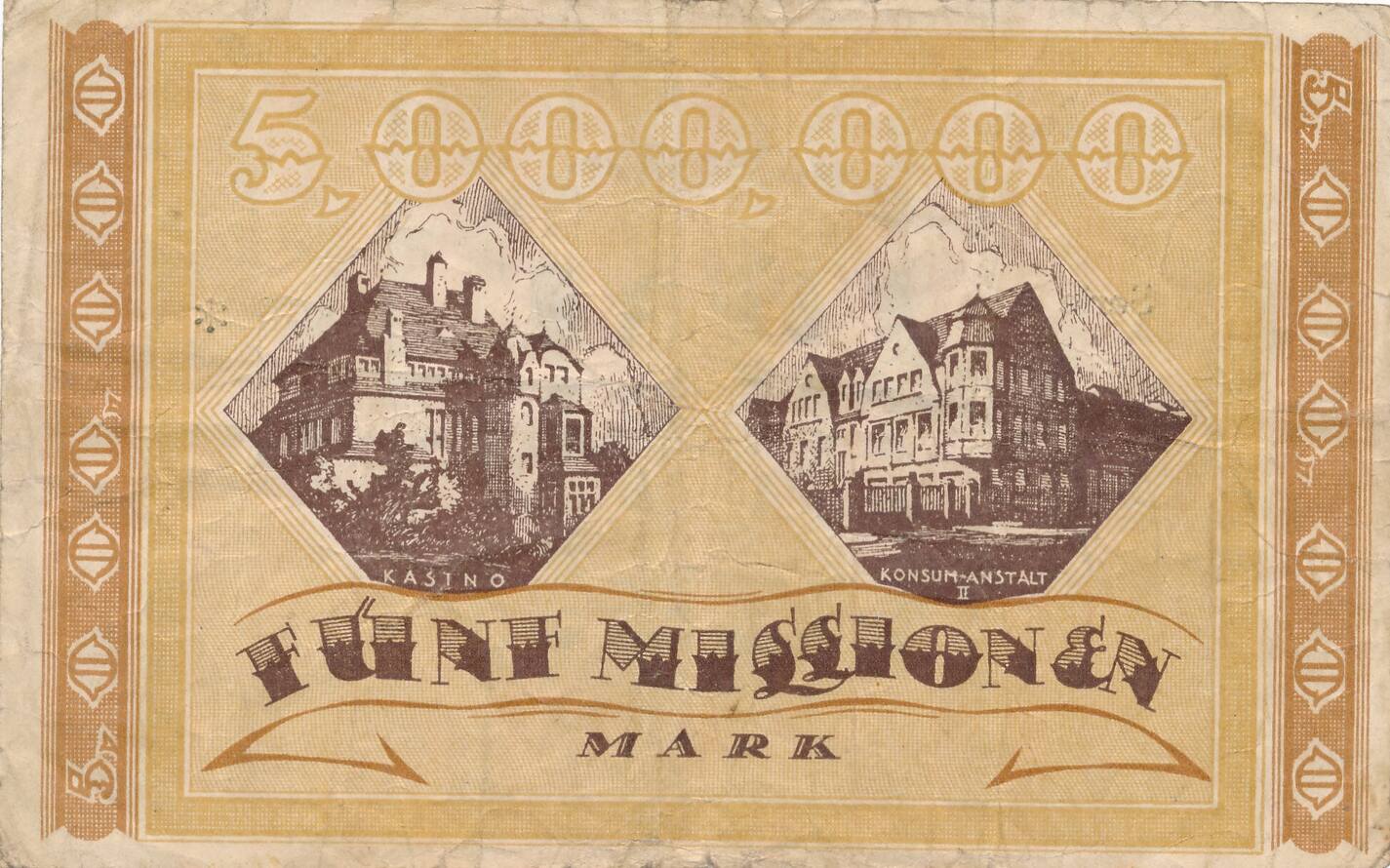 Deutsches Reich Deutschland 5 Millionen Mark 1923 HATTINGEN, Henschel ...