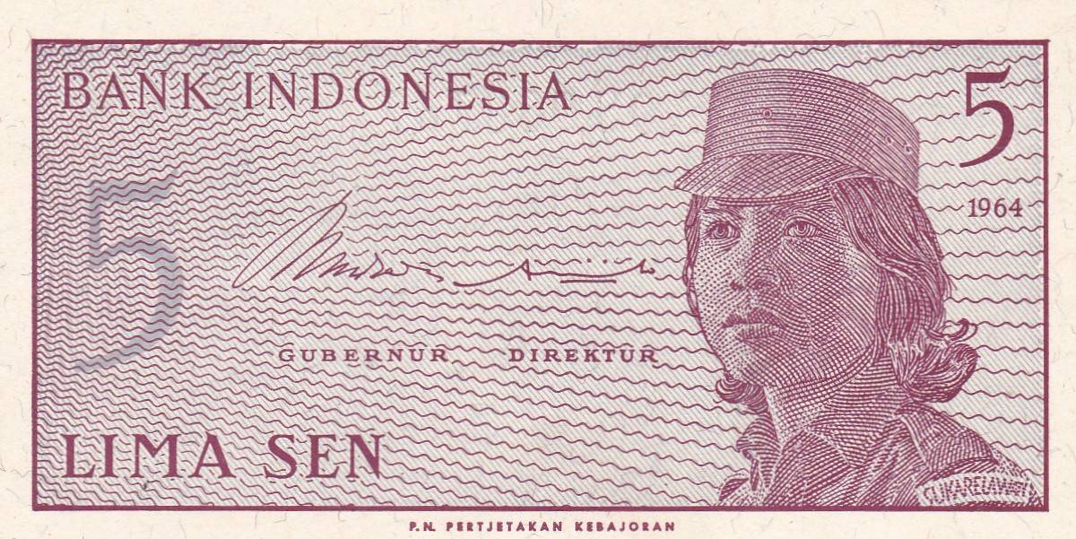 Indonesien 5 Lima Sen 1964 Banknote bankfrisch | MA-Shops