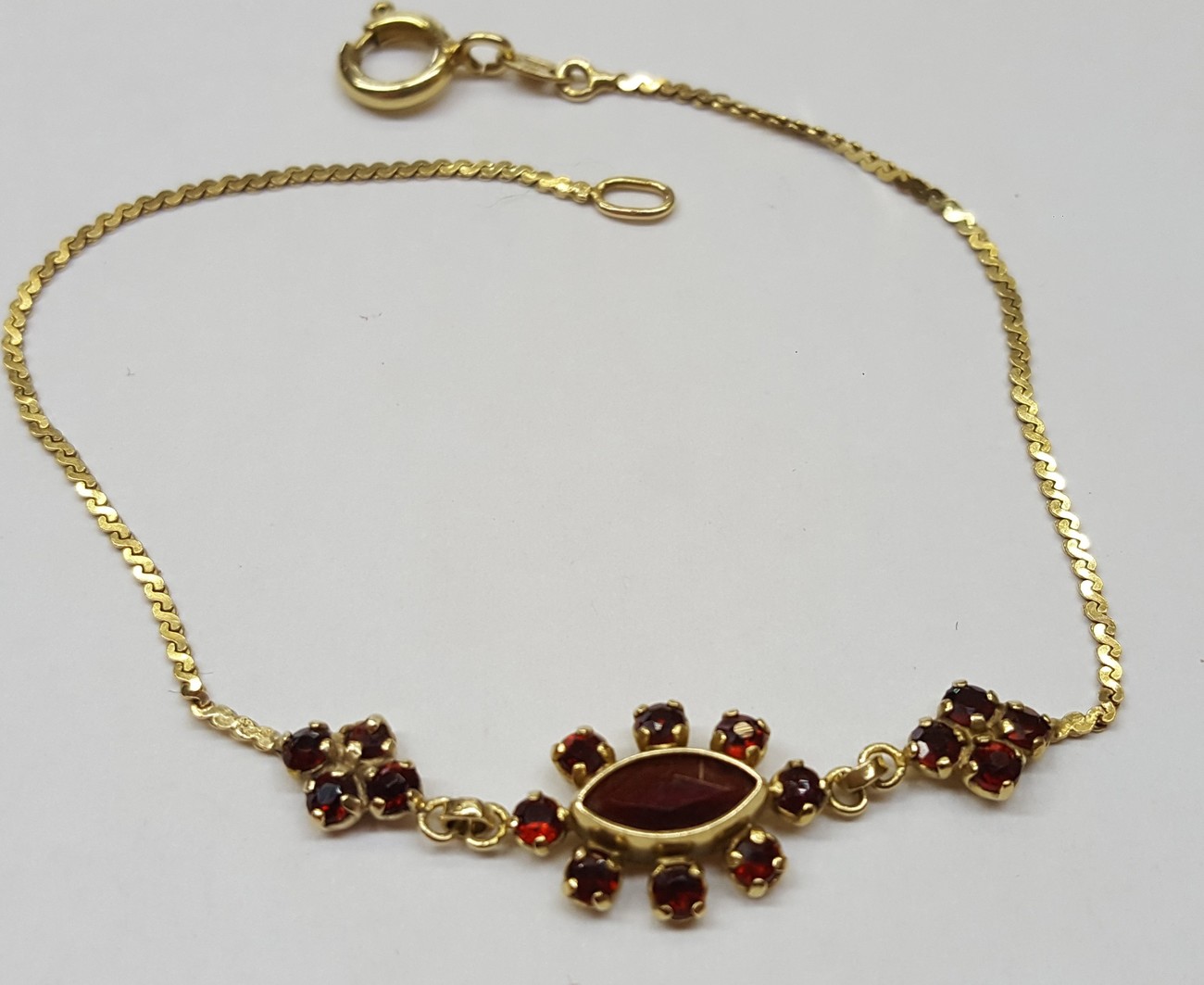 Antikes Granatarmband 9 Karat 375 er Gold Kette Granat Granatscmuck ...