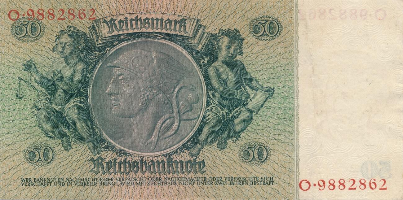 Deutschland 50 Reichsmark 1933 Reichsbanknote Udr.-Bst. T Serie O Kn 7 ...
