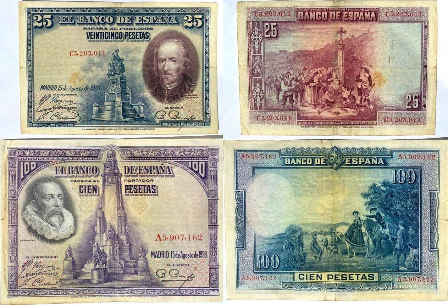 Spanien 25,100 Pesetas 1928 El Banco de España III+ | MA-Shops