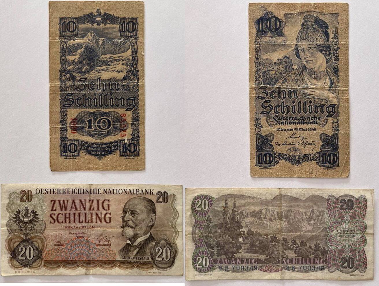 Österreich 10, 20 Schilling 1945, 1956 V, III | MA-Shops