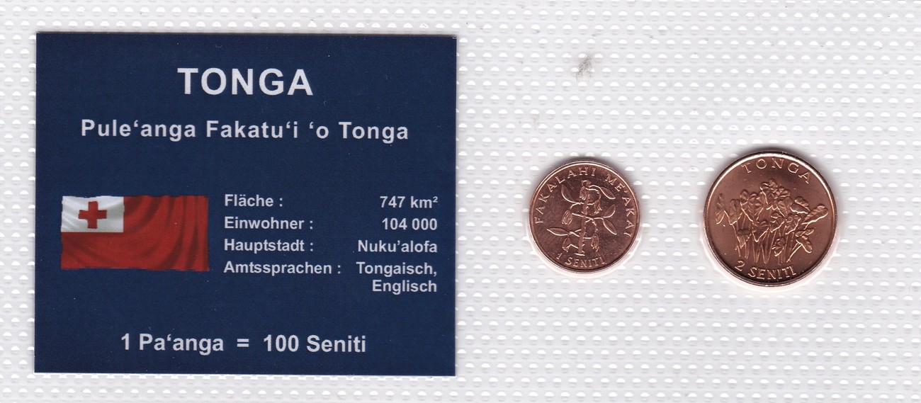Tonga 1 2 Senti 2002 2005 Münzen Set Pa`anga original eingeschweißt ...