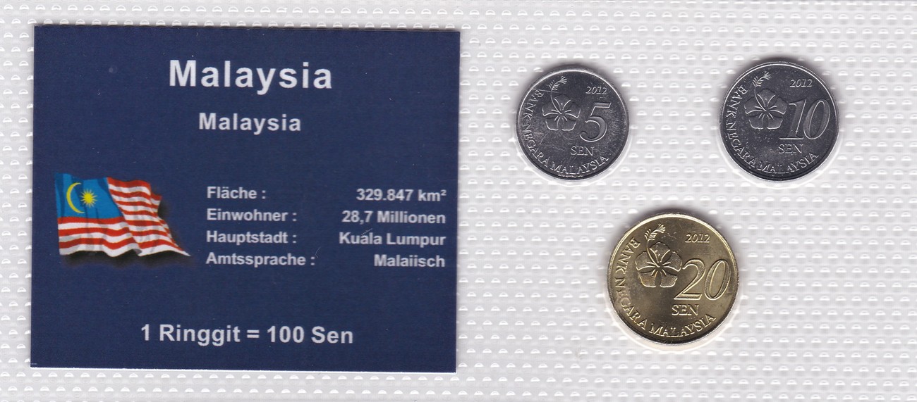 2012 Münzen Set Malaysia 1 Ringgit = 100 Sen 5 10 20 Sen original ...