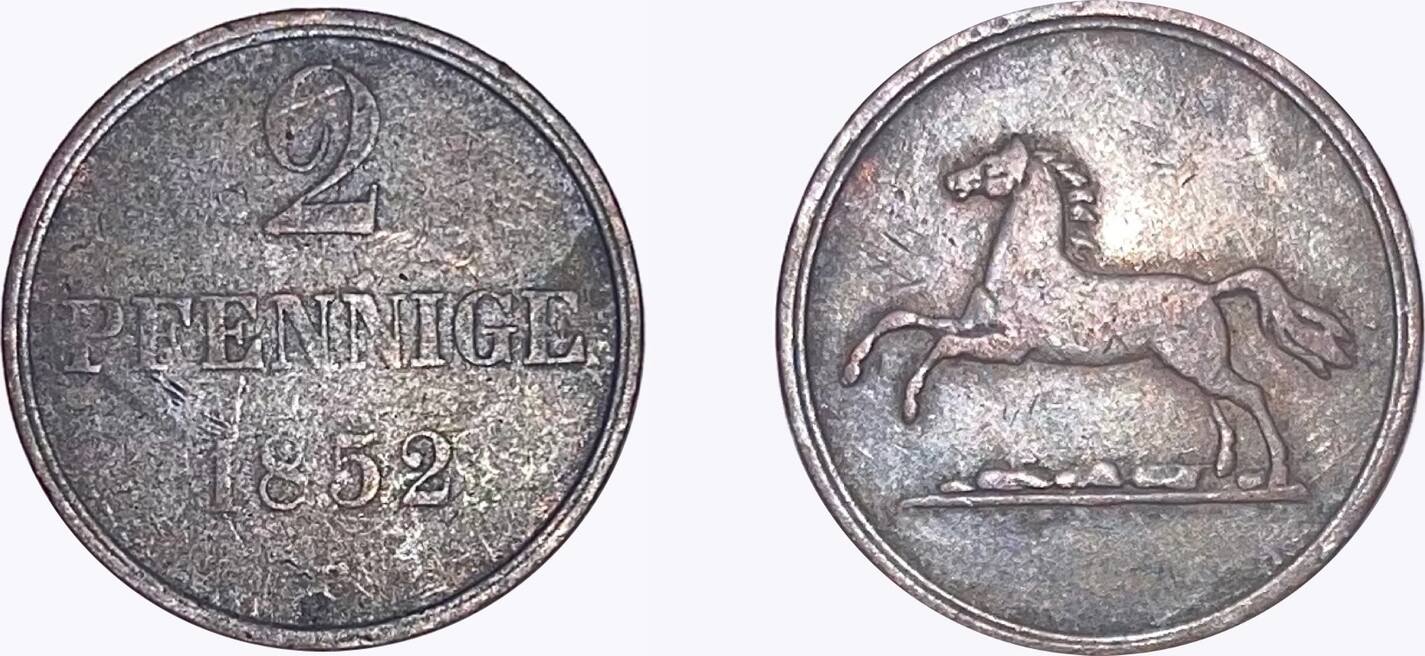 Altdeutschland/ Braunschweig-Wolfenbüttel 2 Pfennig 1852 ss | MA-Shops