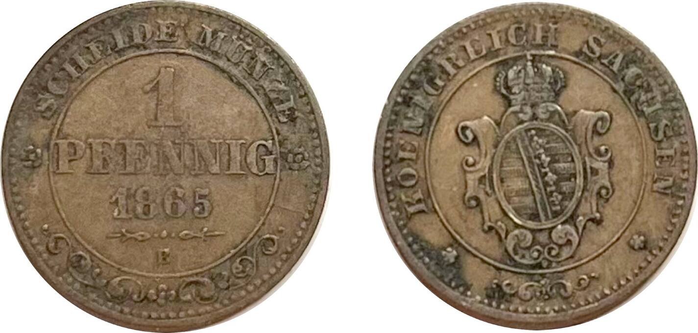 Altdeutschland/ Sachsen 1 Pfennig 1865 F ss | MA-Shops