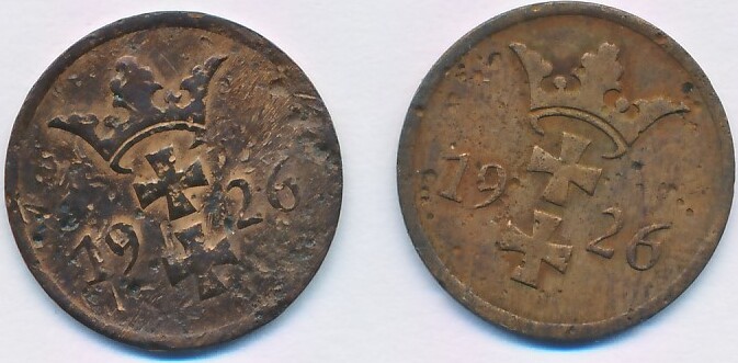 Danzig 2x 2 Pfennig 1926 2x Münzen sehr schön | MA-Shops