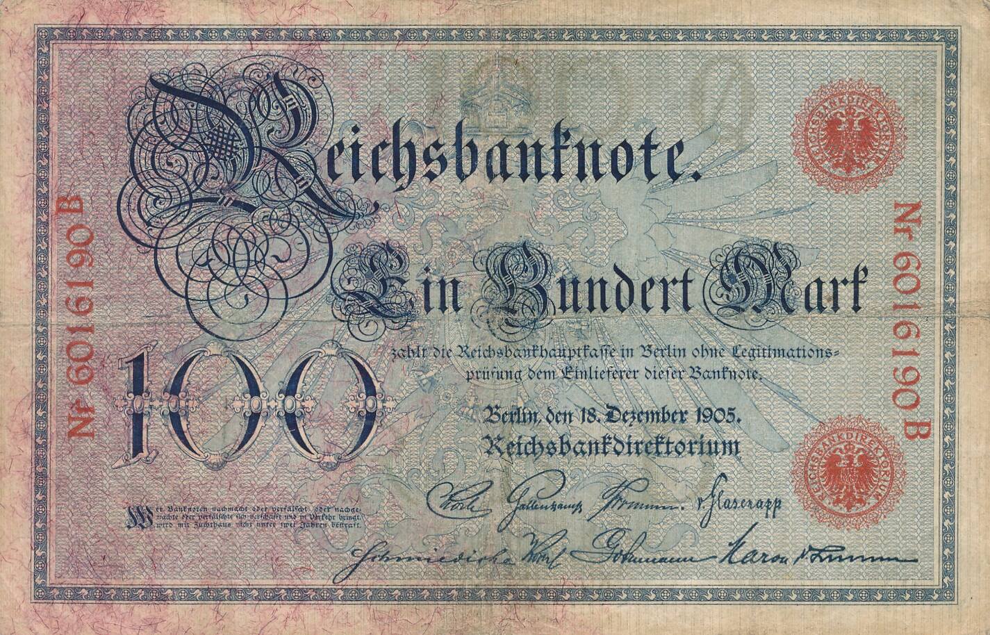 100 Mark, Reichsbanknote 100 Mark, Reichsbanknote 1905 III | MA-Shops