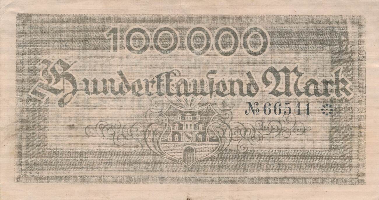 Deutsches Reich Deutschland 100 tausend Mark 1923 Notgeld, Stadt ...