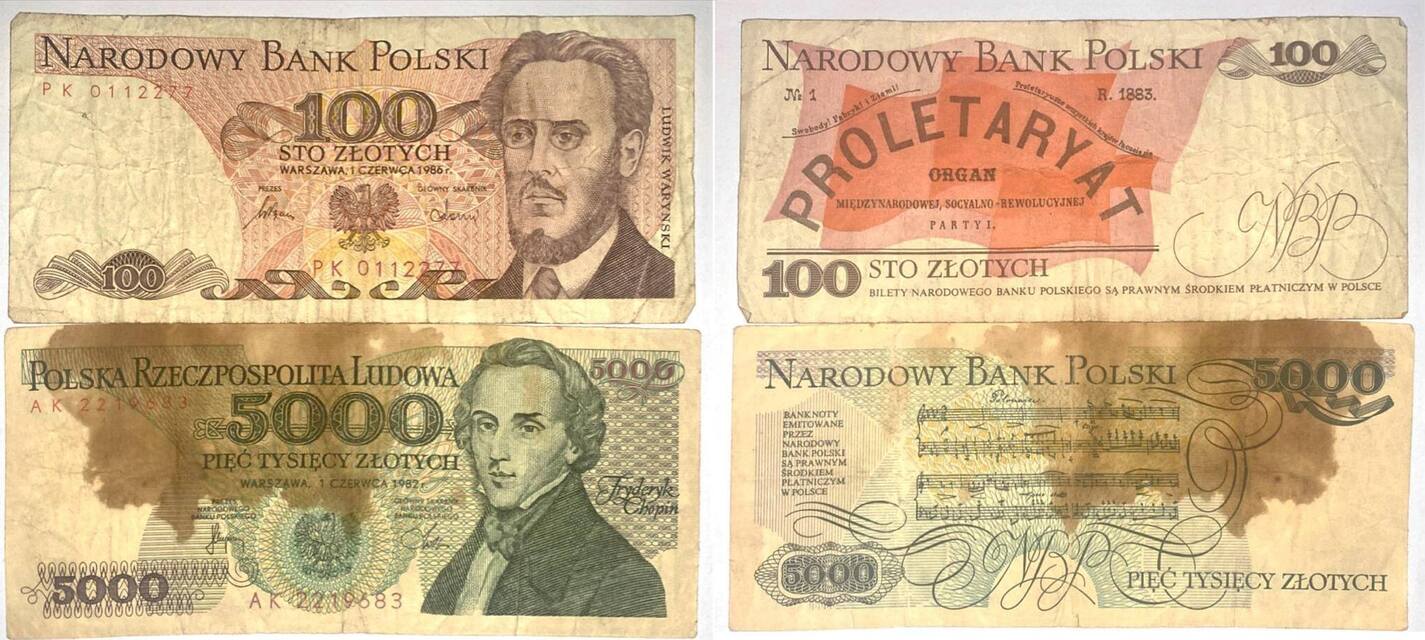 Polen 100 5000 Zlotych 1986 1982 Banknoten 2 St ck Lot IV MA Shops