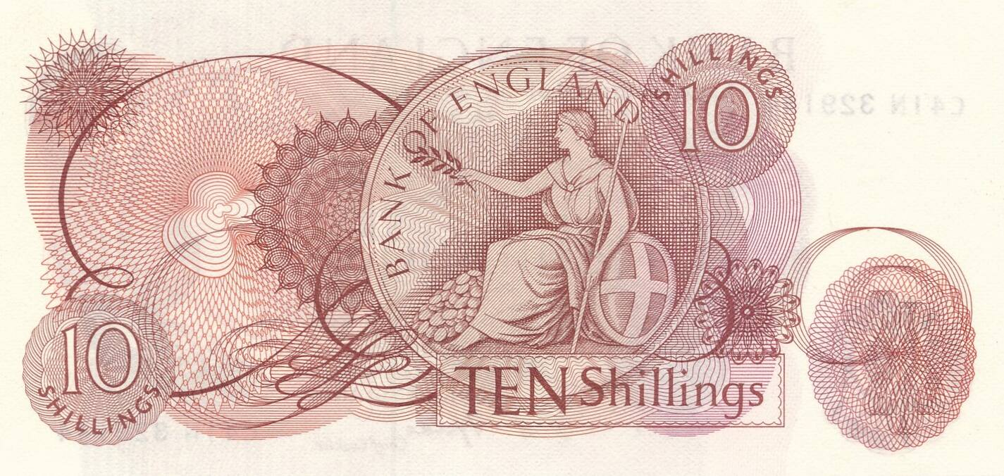 Großbritannien 10 Shillings o.D.(1966-1970) Bank of England, Sign. J.S ...