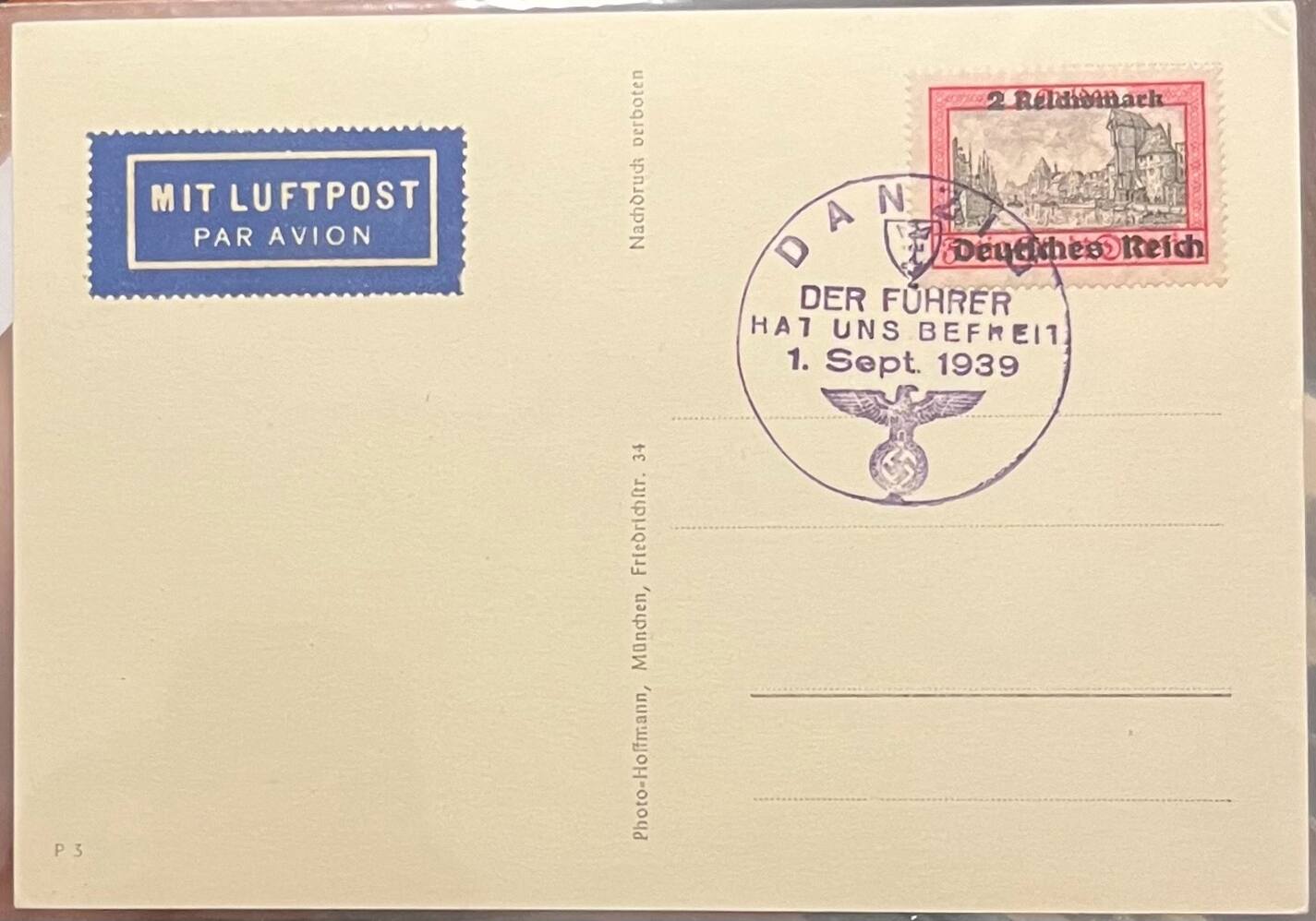 Drittes Reich, Deutschland Postkarte, Propaganda 1939 Danzig, Der ...
