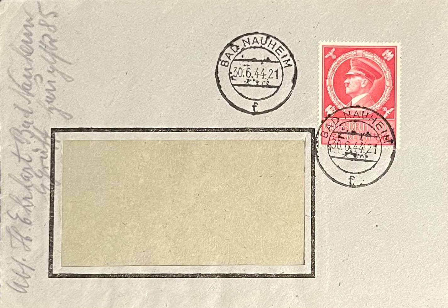 Drittes Reich, Deutschland Briefumschlag mit Briefmarke 1944 Bad ...