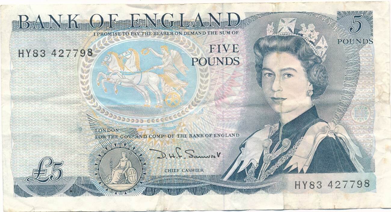 Großbritannien 5 Pounds 1982- 1988 Geldschein Banknote England Five ...