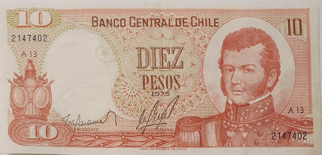 Chile 10 Pesos 1975 Banknote II+ | MA-Shops